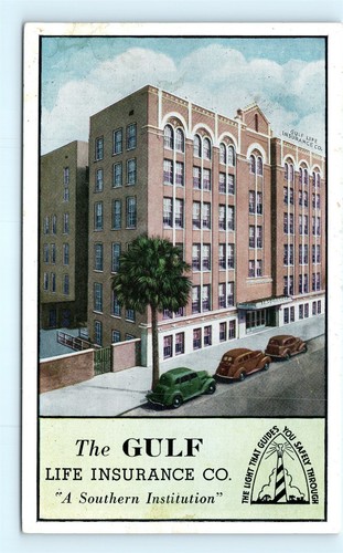 Postcard Ad Card The Gulf Life Insurance Company A Southern Institution ...