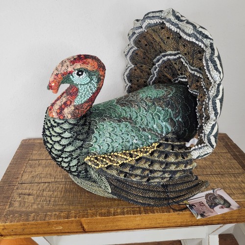 2024 John Derian Target Thanksgiving Turkey Beaded Sequins Fall Pillow ...