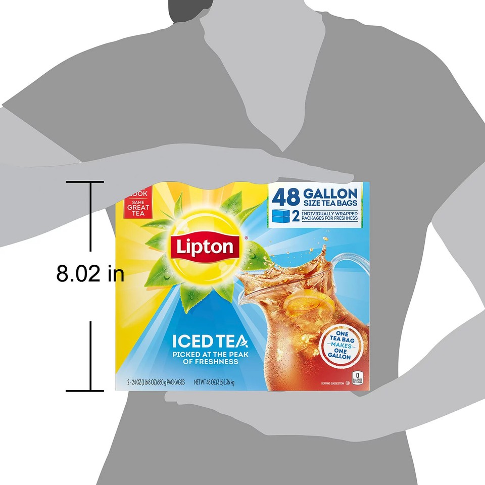 (ONE BOX) LIPTON ICED TEA BAGS GALLON FAMILY SIZE, UNSWEETENED, PEKOE ...