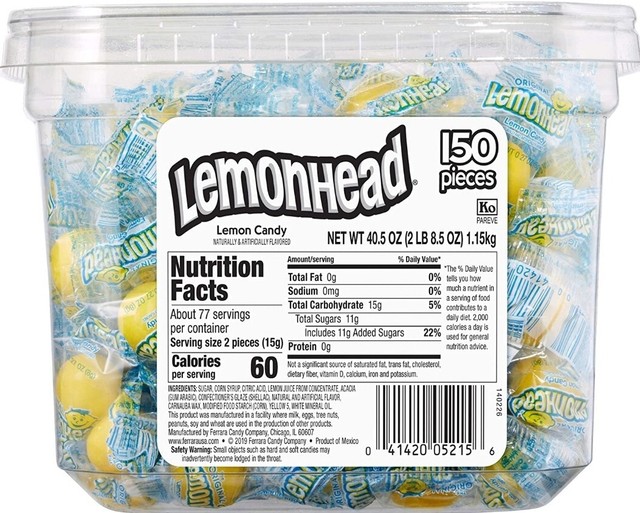 Lemonheads Ferrara Pan 150 Count Tub Candy Lemon Head BULK Candies ...