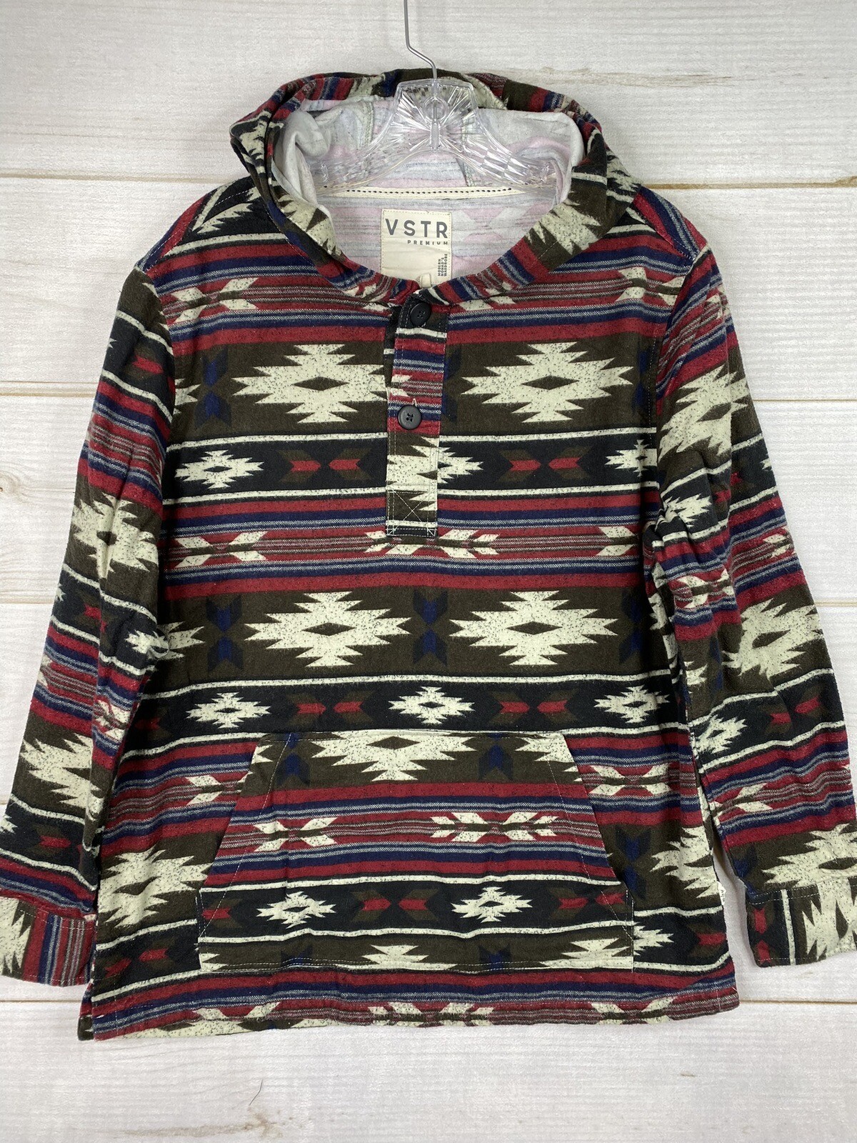 VSTR Shirt Men's M Lightweight Flannel Hoodie Top Southwestern Grunge ...