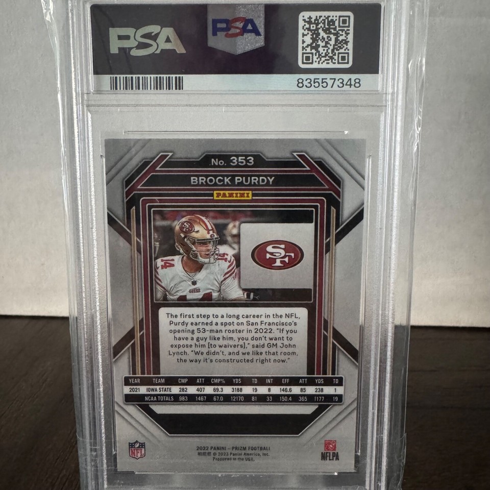 2022 Panini Prizm BROCK PURDY #353 Rookie San Fran 49ers RC PSA 10 GEM ...
