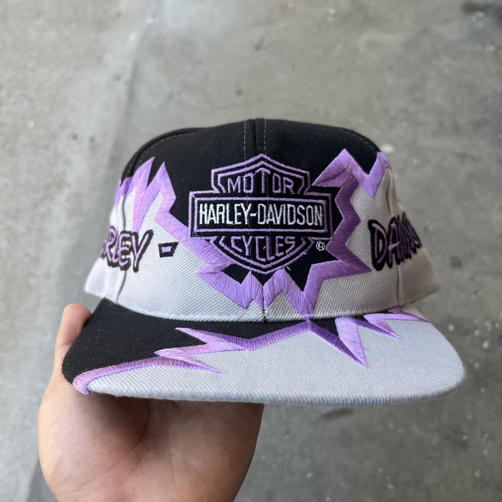Rare Vintage 1990s Harley Davidson Purple Jagged Edge… - Gem