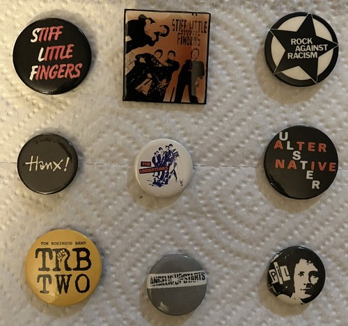Vintage early 1980s punk pinback buttons SLF, TRB, PIL, RAR, Upstarts ...