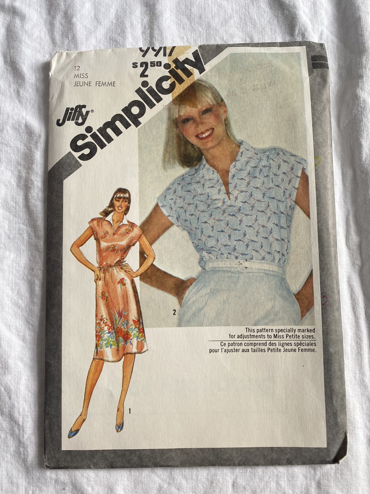 Blouse Dress 1980s Simplicity #9917 JIFFY Sewing Pattern Size 12 UNCUT ...