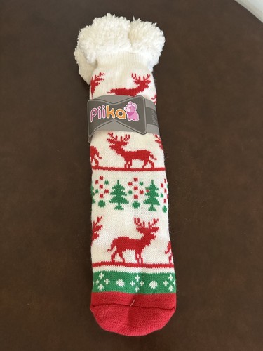 Piika Sherpa Slipper Socks - One Size Fits All Reindeer Themed. New | eBay