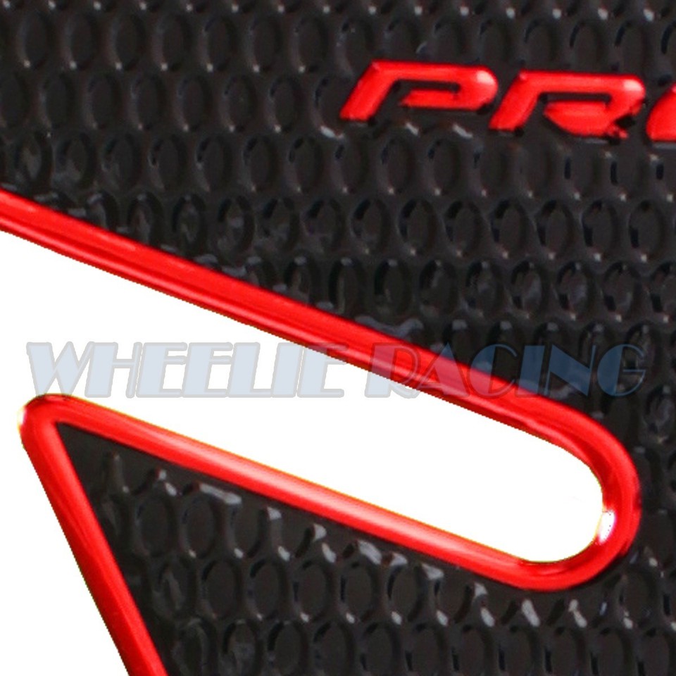 CHROMED RED PRO GRIP TANK PAD+CARBON LOOK GAS CAP COVER 04-17 GSXR-600 ...