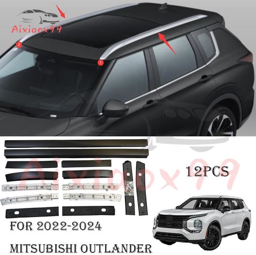 Aluminium Black Side Bars Rails Roof Rack Kit For Mitsubishi Outlander ...