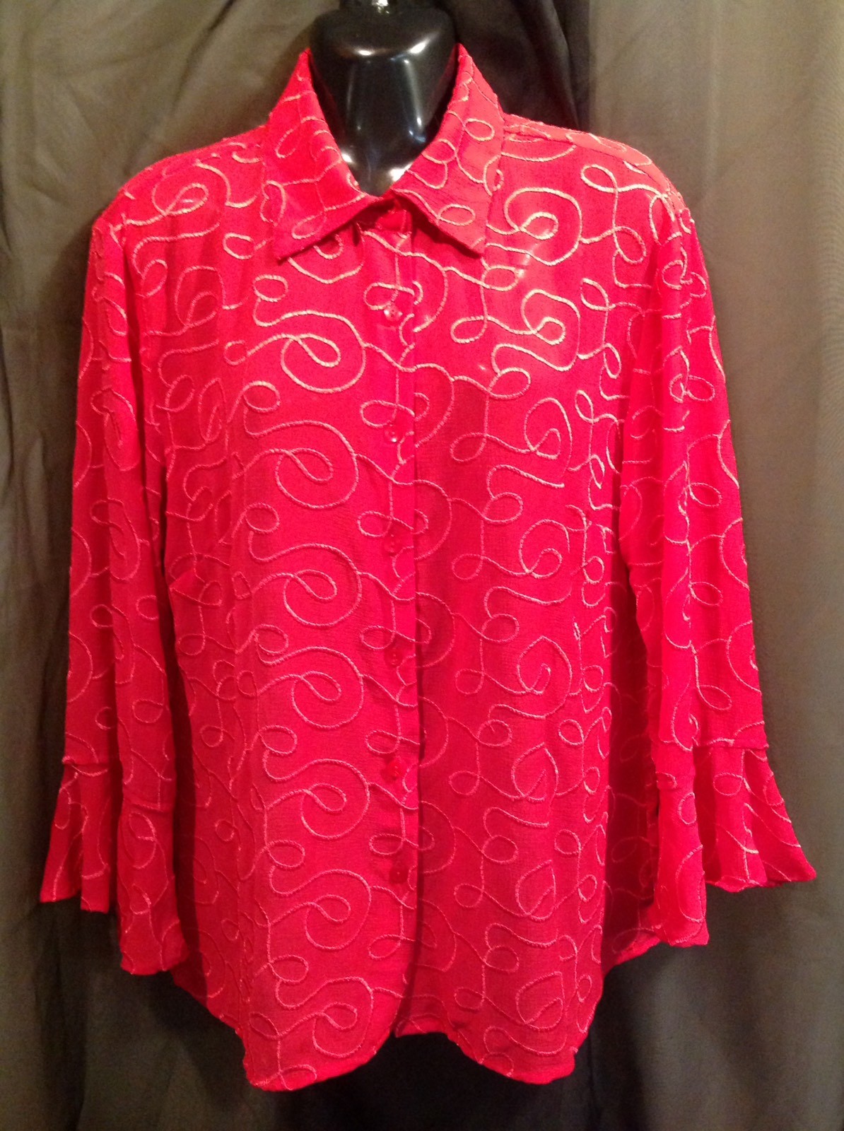 MOONLIGHT BAY Womens SEMI SHEER EMBROIDERED Blouse T… - Gem