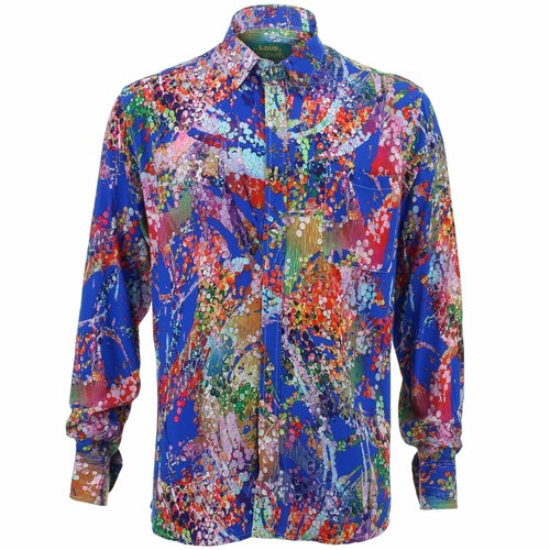 Mens Shirt Loud Originals REGULAR FIT Confetti Blue Retro Psychedelic ...