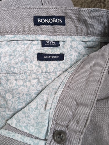 Bonobos Pants Mens 32x34 (32X34) Gray Slim Straight Chino Stretch ...