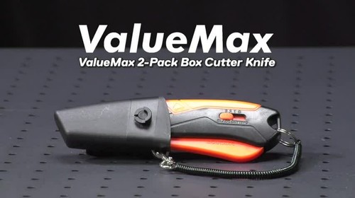 ValueMax 2 Pack Box Cutter Knife Self-Retracting Knife With Lanyard ...