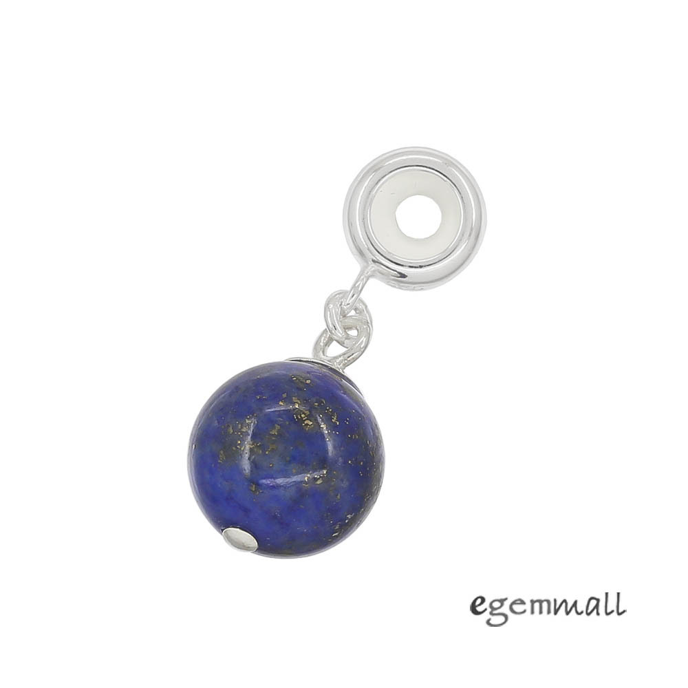 Genuine Lapis In Sterling Silver Round Dangle European Charm Stopper ...