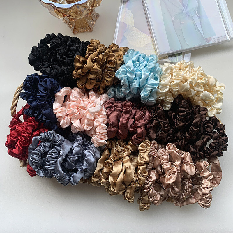 3Pcs/Set Silk Satin Small Scrunchies Ponytail Hair Ties Hair Rope ...