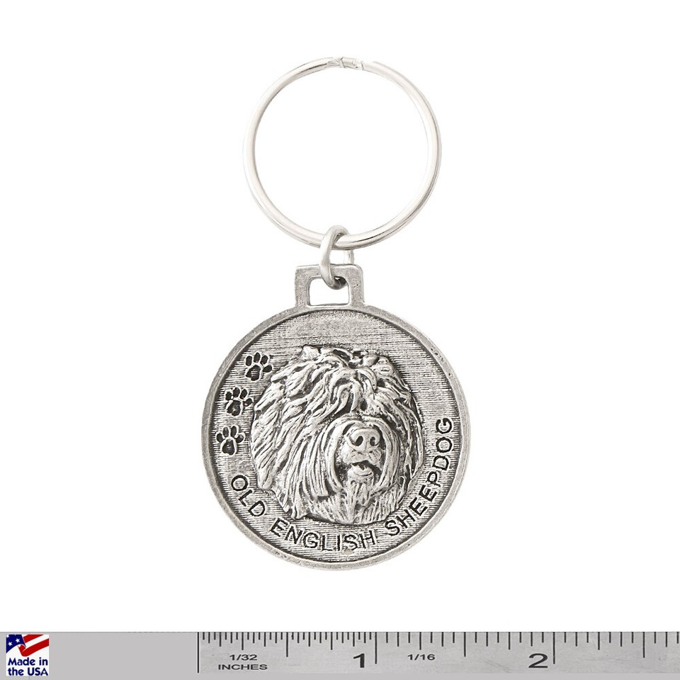 Creative Pewter Designs Old English Sheepdog Pewter KeyChain, Key Fob ...