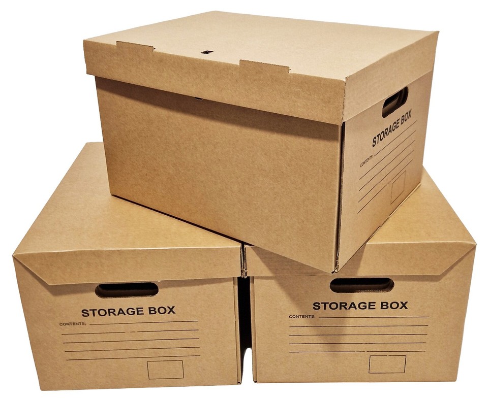 20 x A4 STRONG ARCHIVE BOXES INTEGRATED LID GENERAL STORAGE BOX MULTI ...