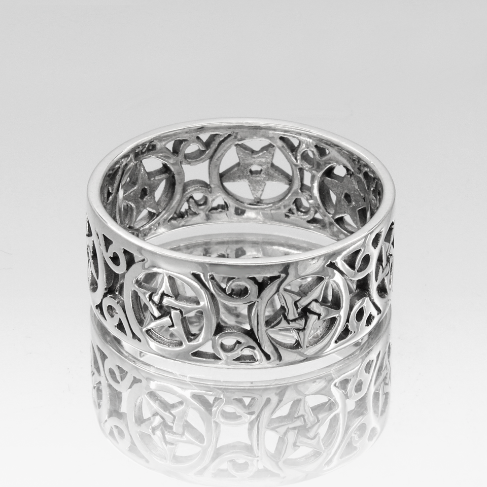 Sterling Silver Pentacle Band Ring Pentagram Wiccan Pagan Jewelry Sizes ...