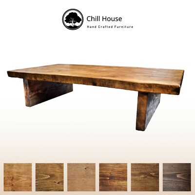 Waney / Live Edge Coffee Table Rustic Solid Wood Chunky Vintage Low ...