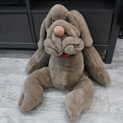 Vintage Wrinkles 1981 Ganz Bros Tan Dog Large Hand Puppet Plush Stuffed ...