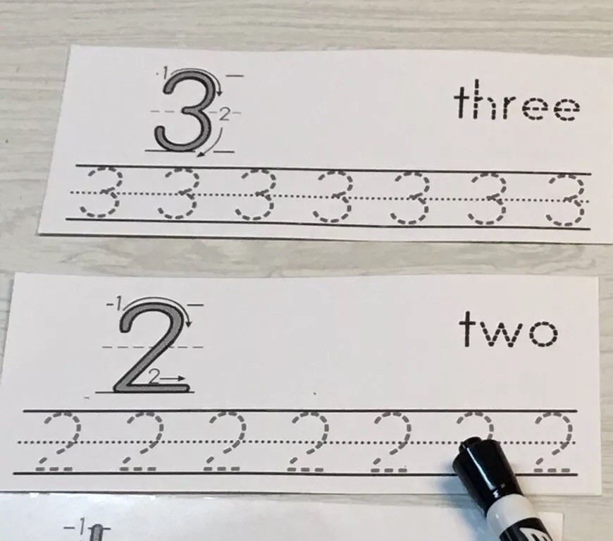 Numbers 1-20 Directional lines -laminated dry erase cards. Preschool ...
