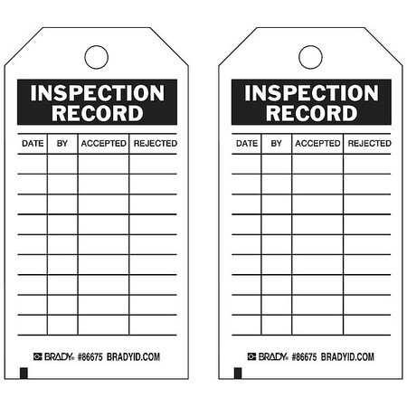 Brady 86675 Inspection Rcd Tag,5-3/4 X 3 In,Pk100 | eBay