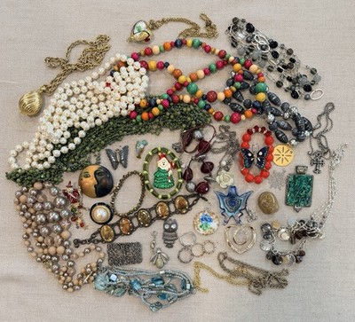 Vintage Lot Fix Scrap Broken Wearable Jewelry Repurpose Junk Craft 2 ...