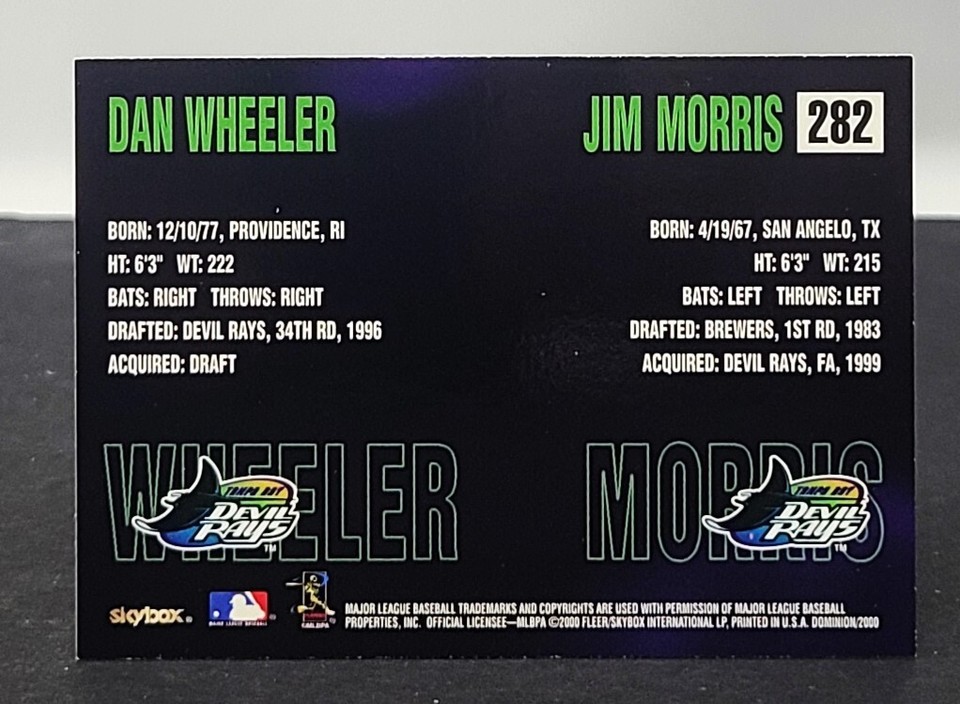 JIM MORRIS Signed "The Rookie" 2000 Skybox Baseball Card #282 Tampa Bay ...