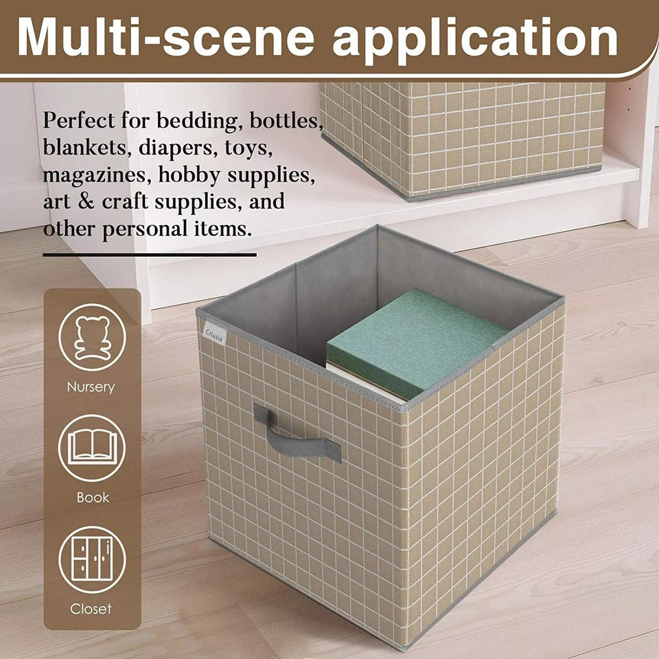 Collapsible Foldable Fabric Cubby Cube Storage Bins Baskets for Shelves ...