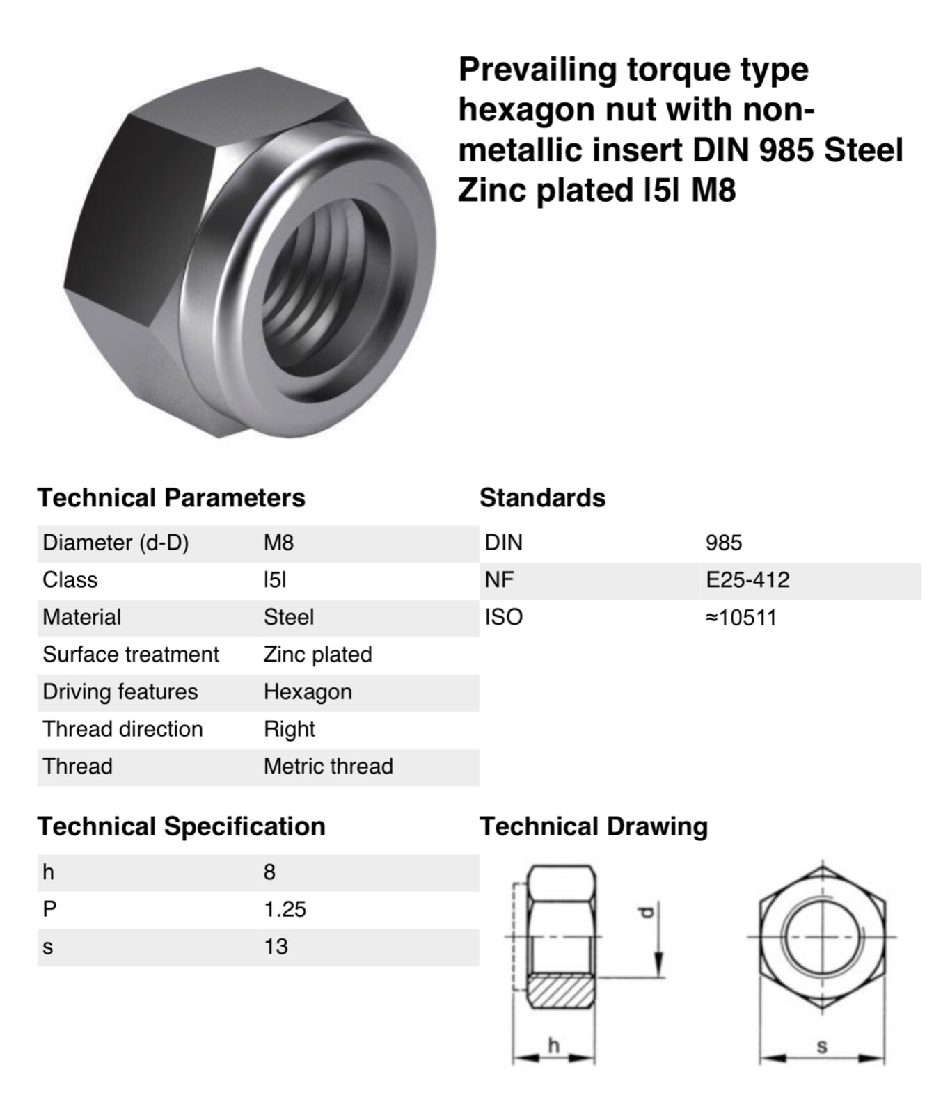 NYLOC NYLOCK NUTS BRIGHT ZINC PLATED BZP DIN985 VARIOUS SIZES AND ...