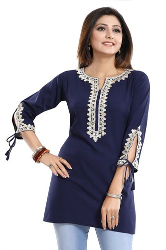 Women Ethnic Kurti Long Tunic Ethnic Embroidery Floral Kurta Shirt ...