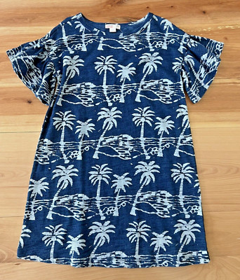 NWT Crewcuts Girls Everyday Navy Blue Palm Tree Print Dress Size 6 | eBay