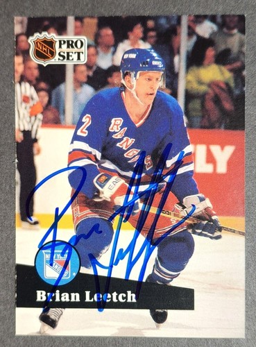 1991-92 Pro Set #159 Brian Leetch Rangers SIGNED AUTO NM-MT OR BETTER ...