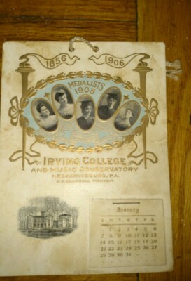 Antique Victorian 1856-1906 calendar Irving college lady music ...