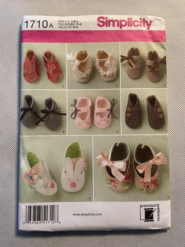 Simplicity 1710A Baby Shoes 2013 Sewing Pattern Size S M L Felt Bunnies ...