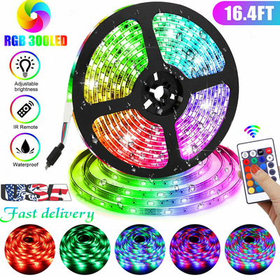 LED Strip Light 16.4ft 5M 300 LEDs Color LED Tape Light Waterproof IP65 ...