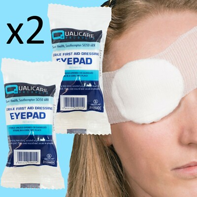 2 x Eye Pads First Aid Sterile Fabric Medical Dressing Thick Round ...