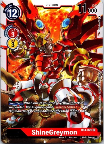 ShineGreymon BT4-020 Red Rare Mega Digimon CCG Card | eBay