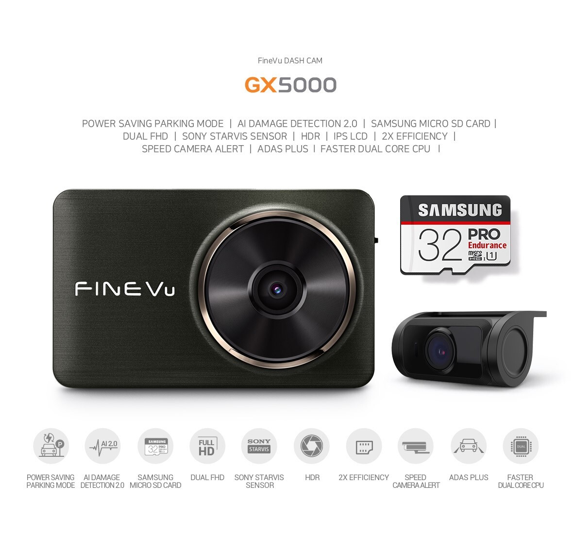 Купить Двойной видеорегистратор HD (НОВИНКА 2023 г.), FineVu GX5000 ...
