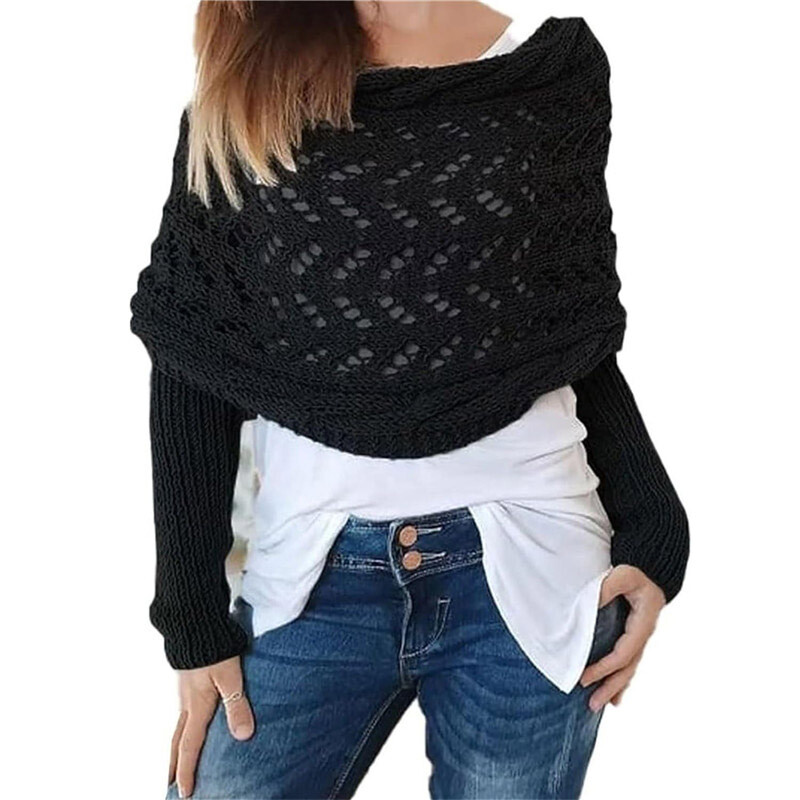 Women Scarf Knitted Warm Sweater Tops Scarves Wrap Winter Shawl with ...