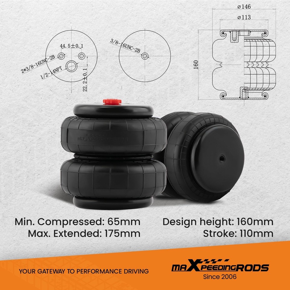 maXpeedingrods 4PCS Air Ride Suspension Bags Double Bellow Standard ...