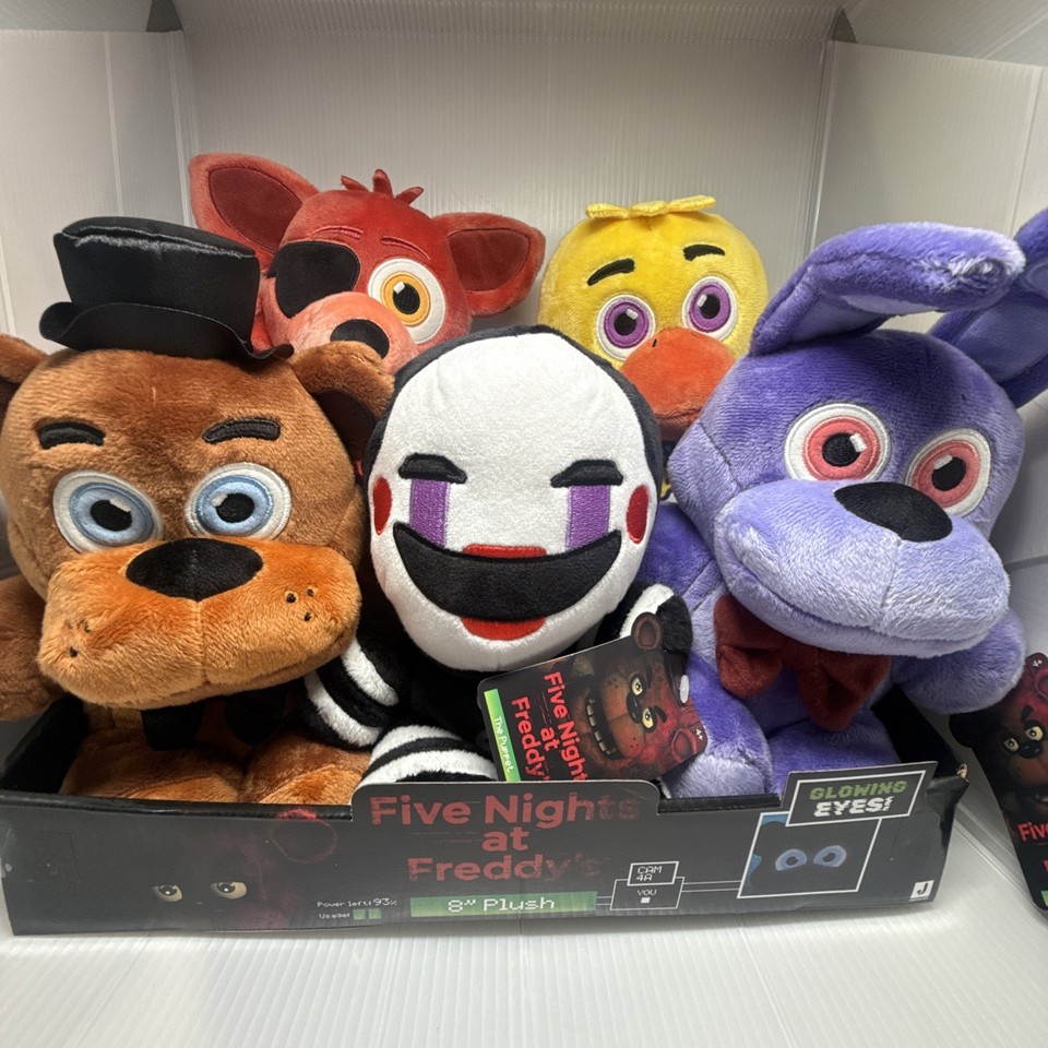 Complete Set of 5 Five Nights at Freddy’s Jazwares 8” Plush Glow Eyes ...