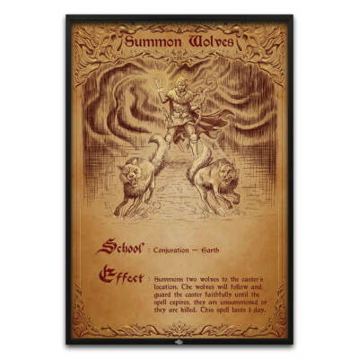 Summon Wolves - 13 x 19 Framed Fantasy Inked Wall Art - Home Decoration ...