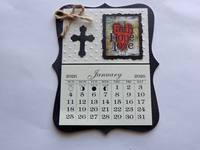 RELIGIOUS FAITH HOPE LOVE CROSS 2026 MAGNETIC MOON CALENDAR TEAR OFF ...