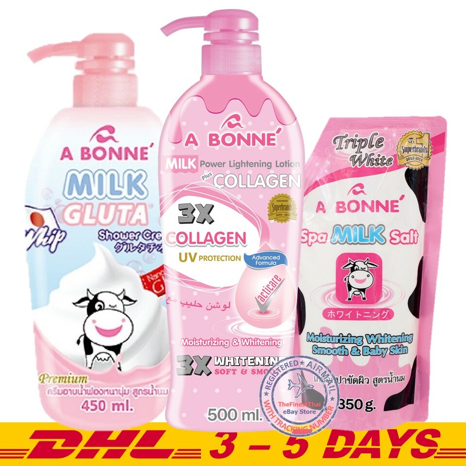 A Bonne Milk Body Set : Shower Cream 450ml + Body Lotion 500ml + Spa ...