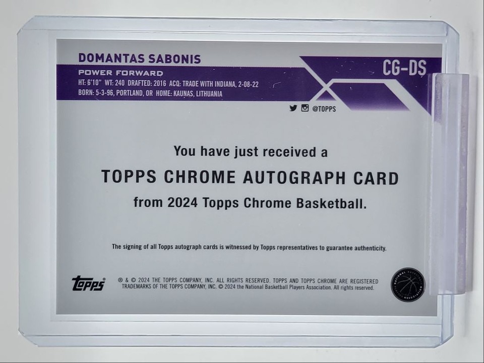 DOMANTAS SABONIS 2023-24 TOPPS CHROME PURPLE GEOMETRIC AUTOGRAPH AUTO ...