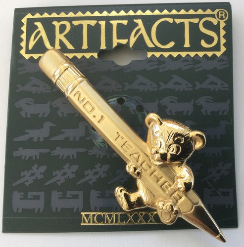 Number One Teacher Pencil W/ Teddy Bear Pin JJ | eBay