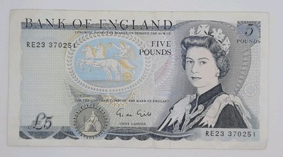 1988 - Bank of ENGLAND - £5 (Five) British Pounds Banknote Bill No ...