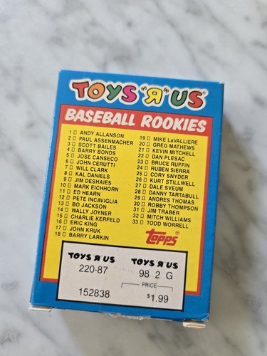 1987 Topps Toys 'R Us VTG Baseball 33 Card Rookies Set - Bonds, Canseco ...