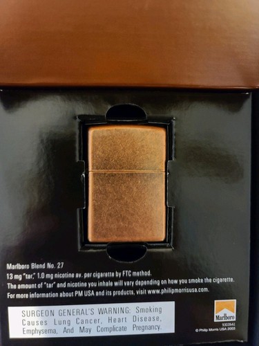 Zippo 2003 Vintage Solid Copper Lighter Marlboro Blend Nº 27 New Never Stuck | eBay