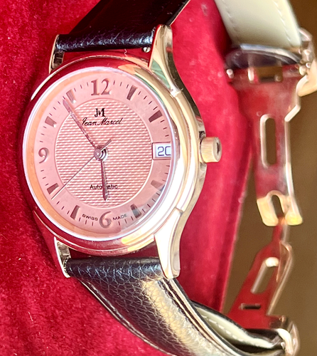 Jean Marcel Swiss Made Automatic Rose Gold Exhibition Case Back Papers ...